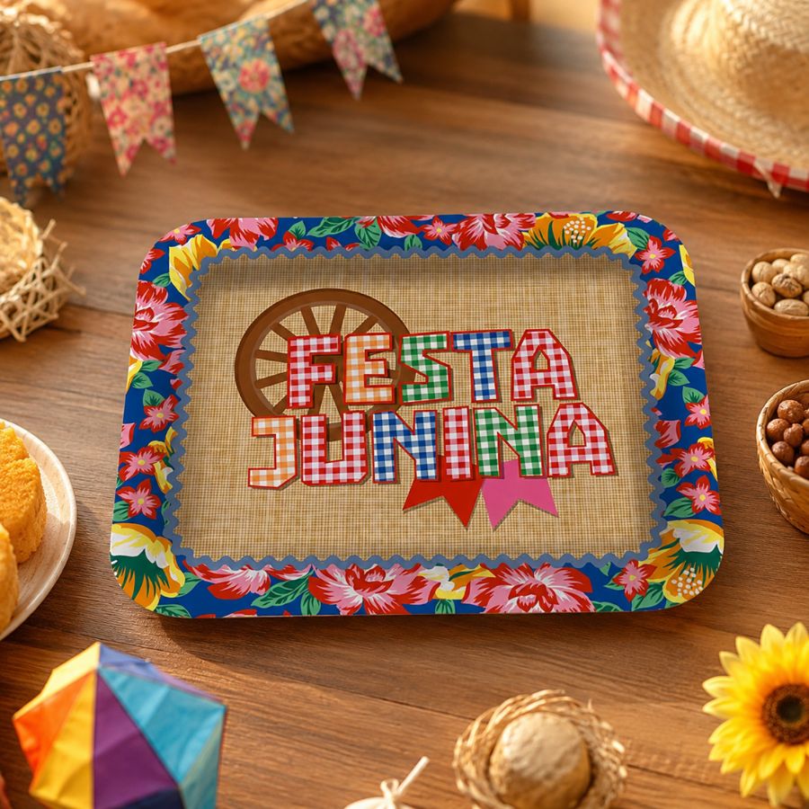 Bandeja Laminada de Festa Junina - Xodó - 40x35cm - 1 unidade - Cromus ...