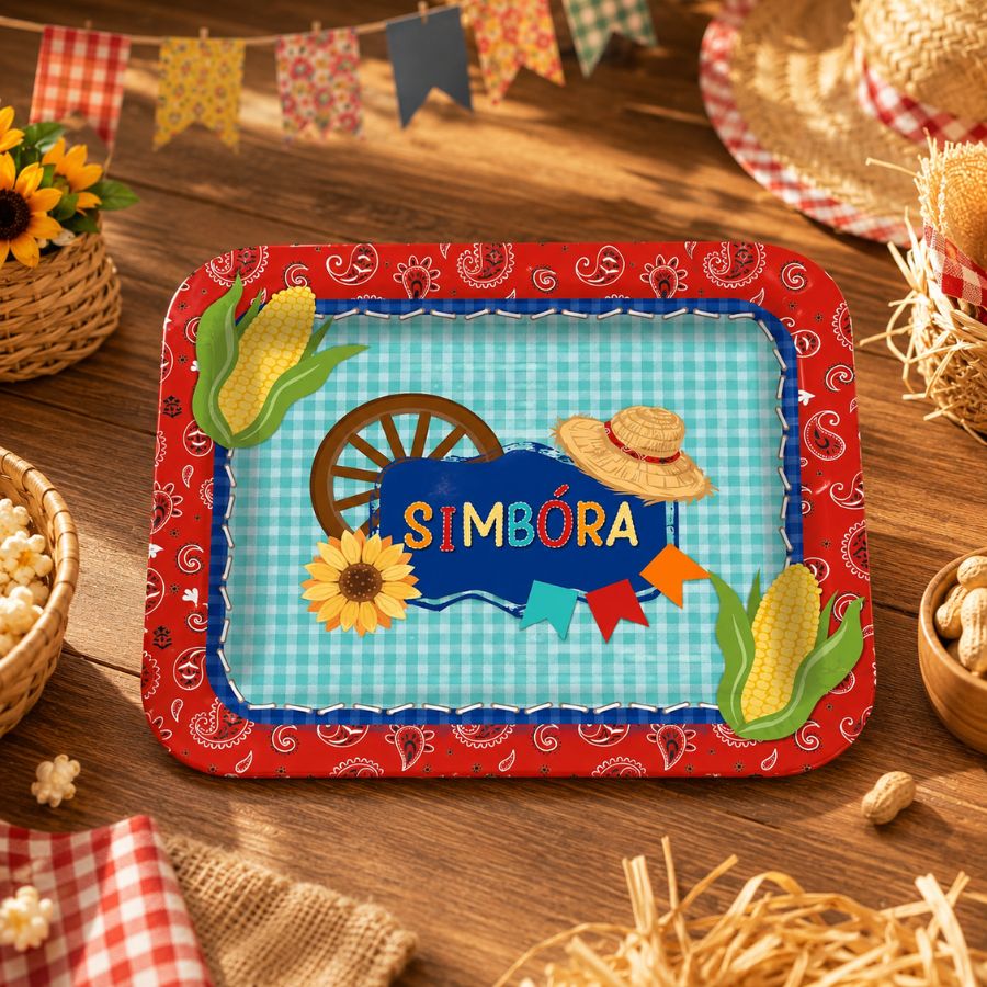 Bandeja Laminada de Festa Junina - Simbóra - 40x35cm - 1 unidade ...