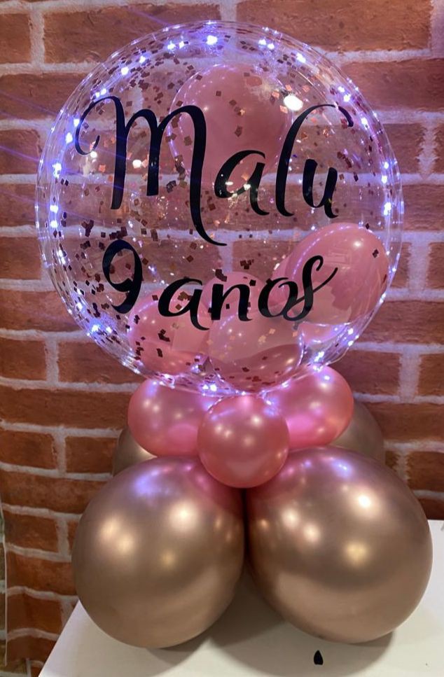 Arranjo de mesa personalizado 2 linhas com led - Loja de Balões ...