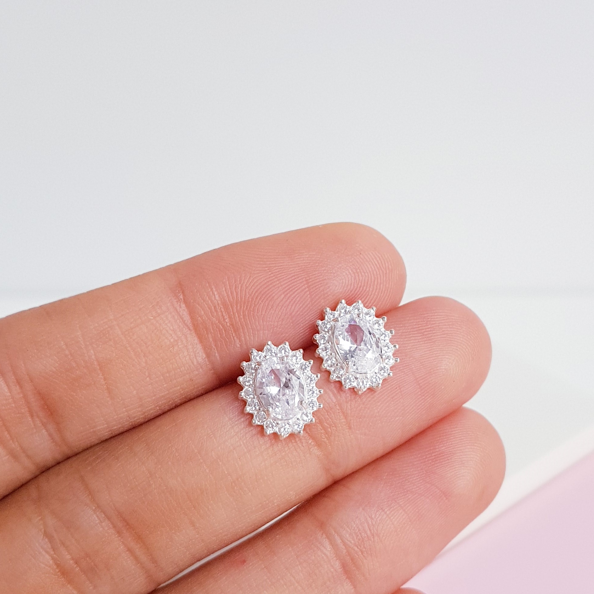 Brinco Ponto de Luz Cravejado da Rosa Claro Acessórios em Prata 925 ...