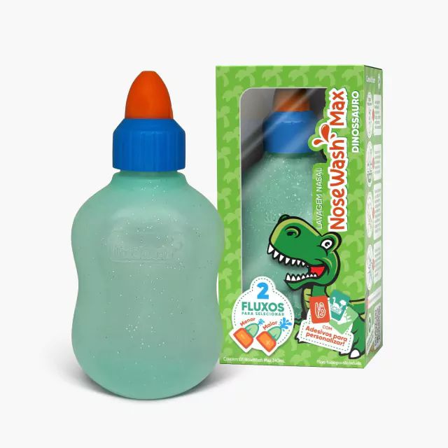 Dispositivo para Lavagem Nasal Nosewash Max Dinossauro 240 mL - AGPMED - Boutique Saúde