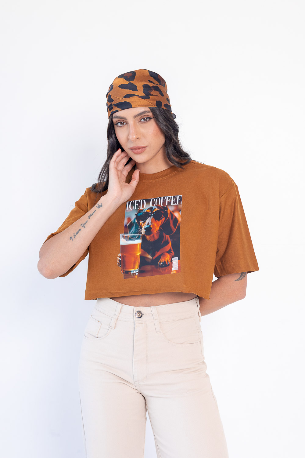 Cropped Max Iced Coffee Cachorrinho - Marrom Conhaque - LM STORE