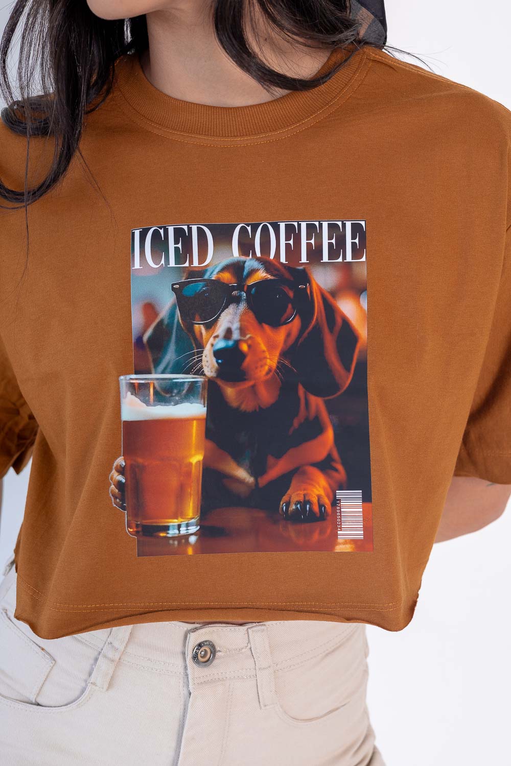 Cropped Max Iced Coffee Cachorrinho - Marrom Conhaque - LM STORE