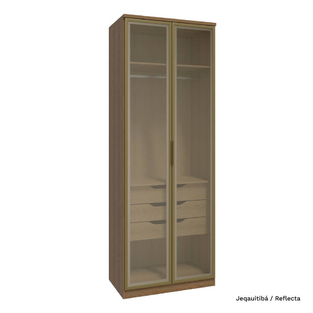 Guarda Roupa Modulado 2 Portas Reflecta/Espelho Com 3 Gavetas 84cm Rimo ...