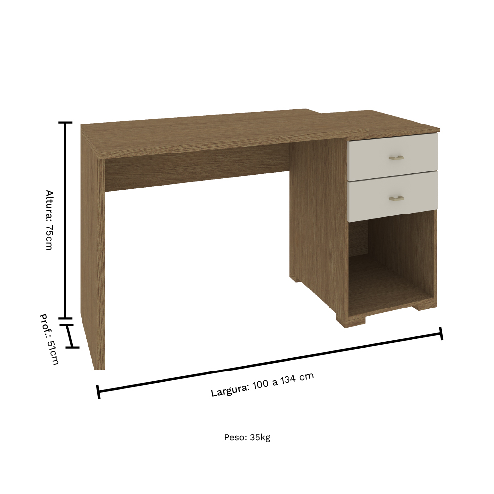 Escrivaninha Extensivel 2 Gavetas Rimo Setiba - Loja Rimo - Móveis de ...