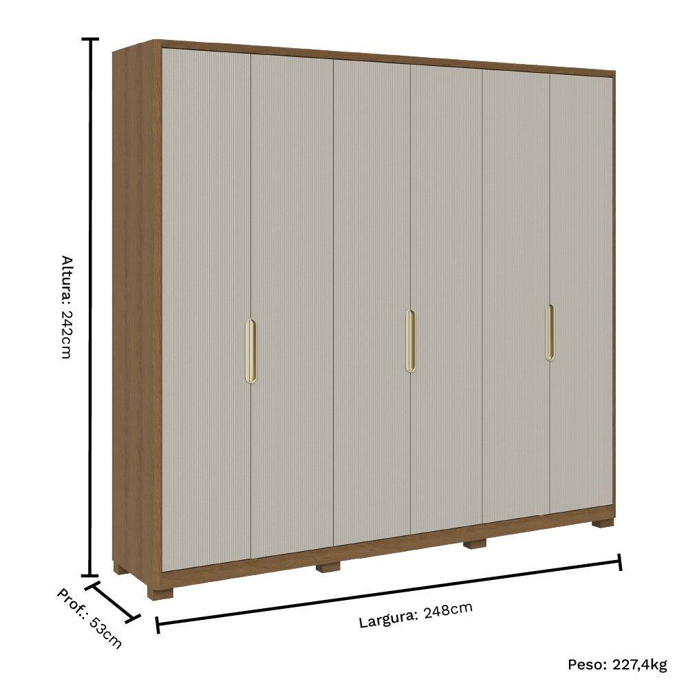 Guarda Roupa Casal 6 Portas 2,48m Rimo Terrassa - Loja Rimo - Móveis de ...