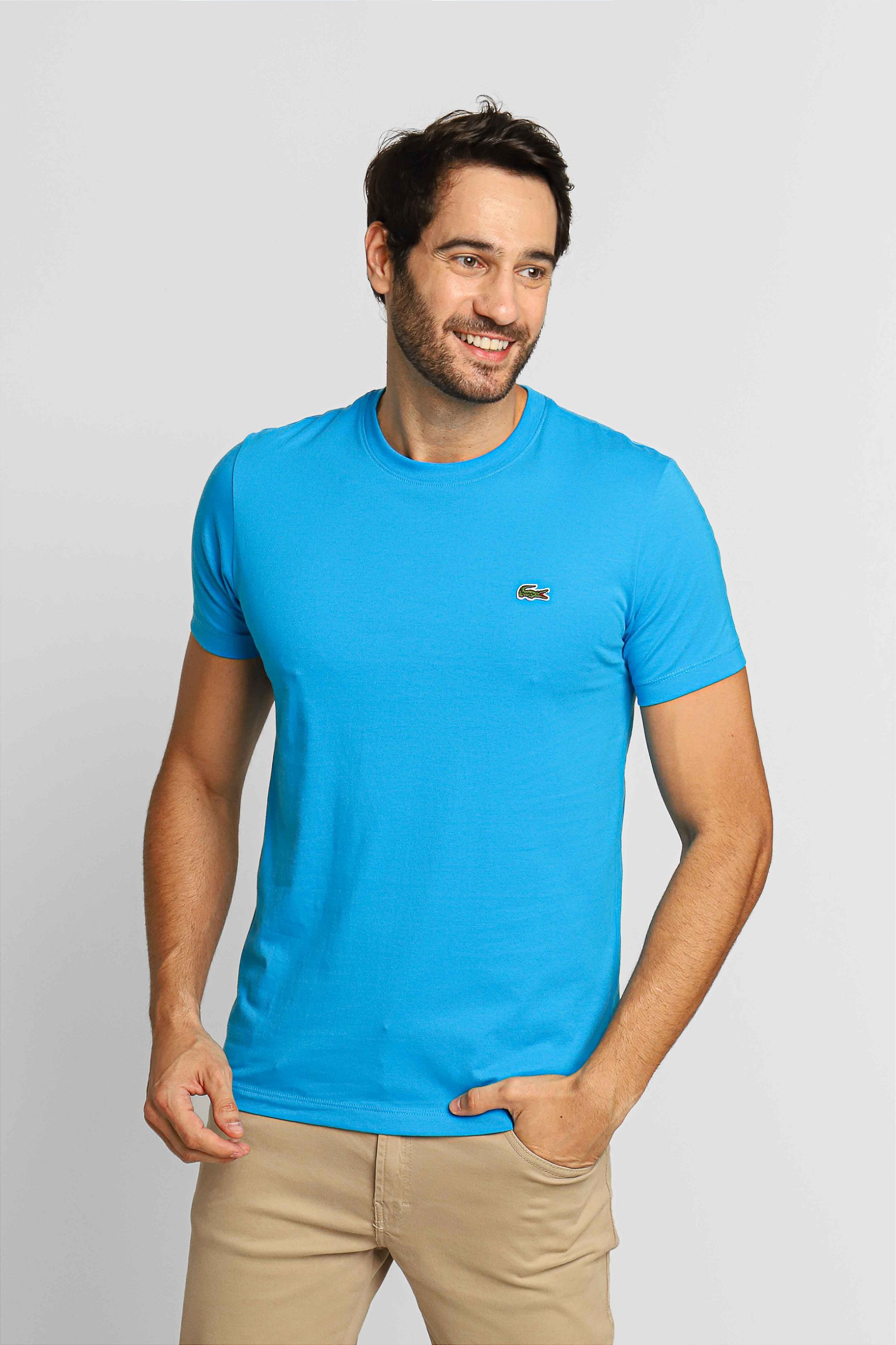 Camiseta Lacoste Basica Regular Fit Azul Capri - HENRI STORE MULTIMARCAS
