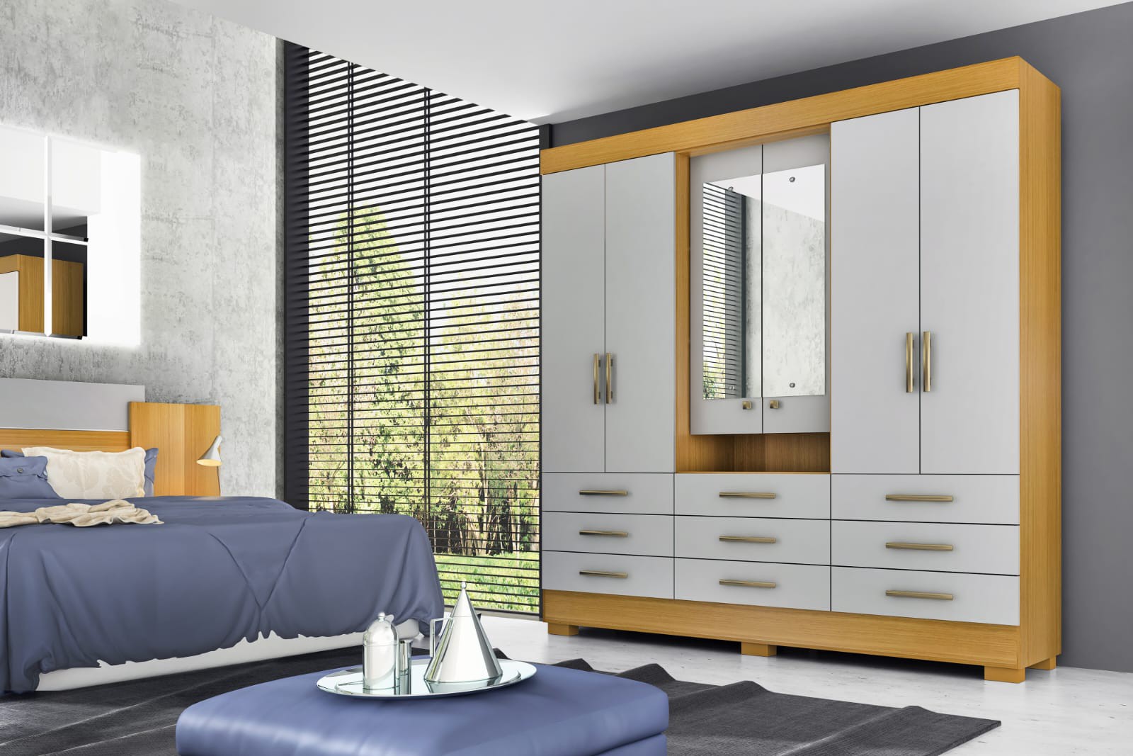 Roupeiro 6 Portas 9 Gavetas com Espelho Débora Capelinha 100% MDF ...