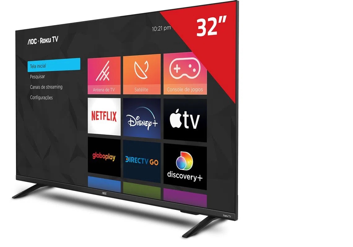 TV - 32 Led 32S513578 SMART HD HDMI USB - AOC - ATACADÃO DOS ELETROS