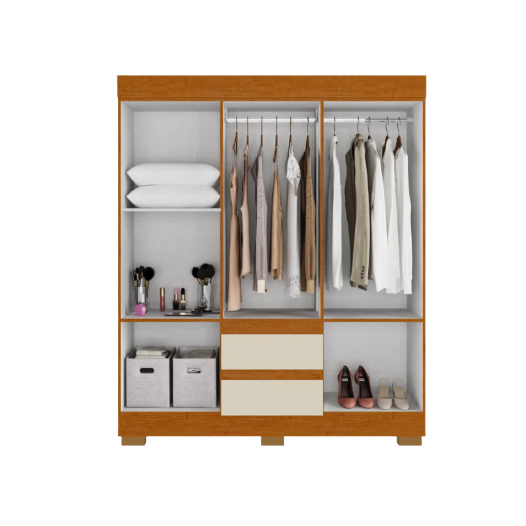 Roupeiro Maya 6 Portas 2 Gavetas Nature off white - ACP MÓVEIS - ATACADÃO DOS ELETROS