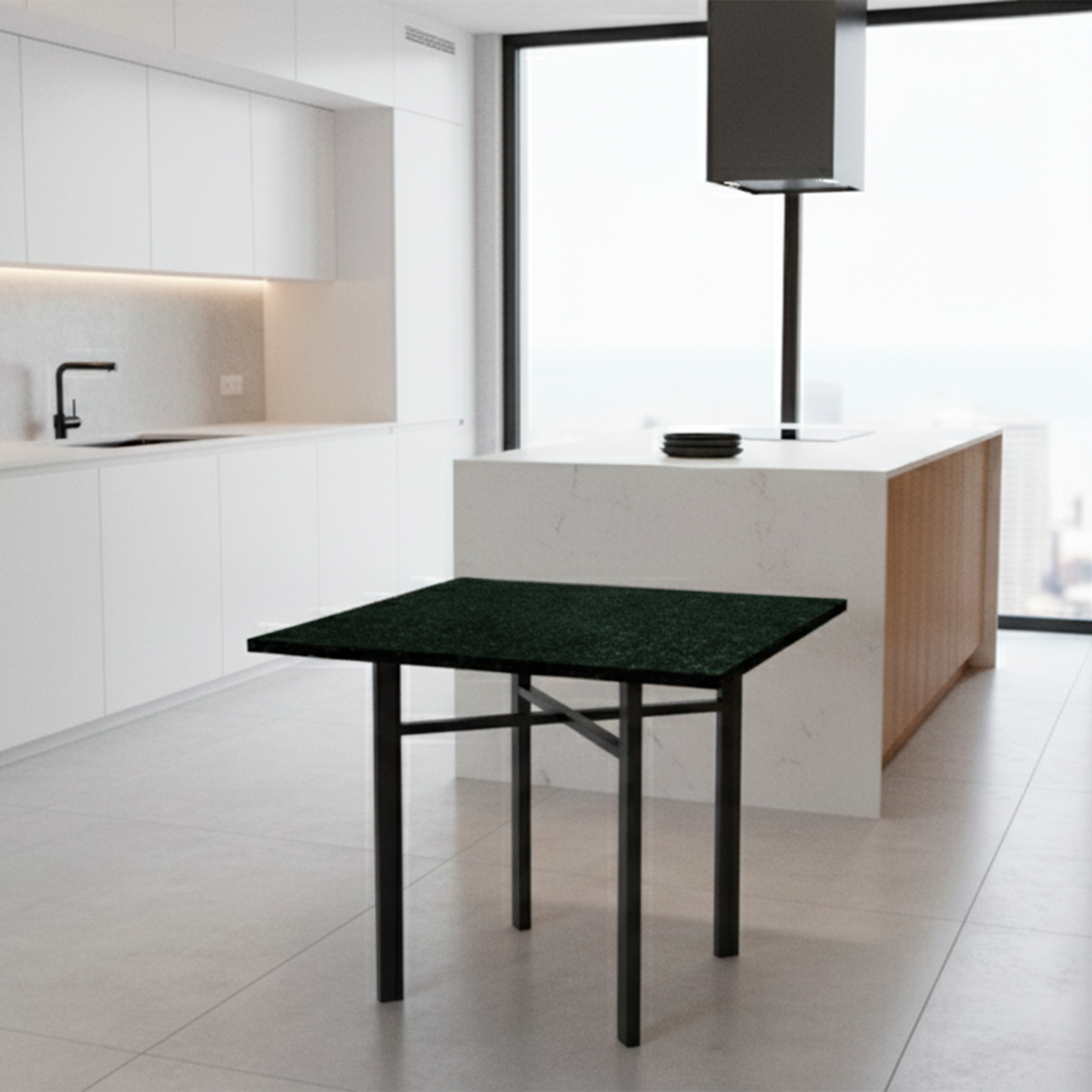 Mesa 4 Lugares Fortaleza 90X90 TB Preto Tampo Granito Craqueado Verde Ubatuba - INCOMEL ...