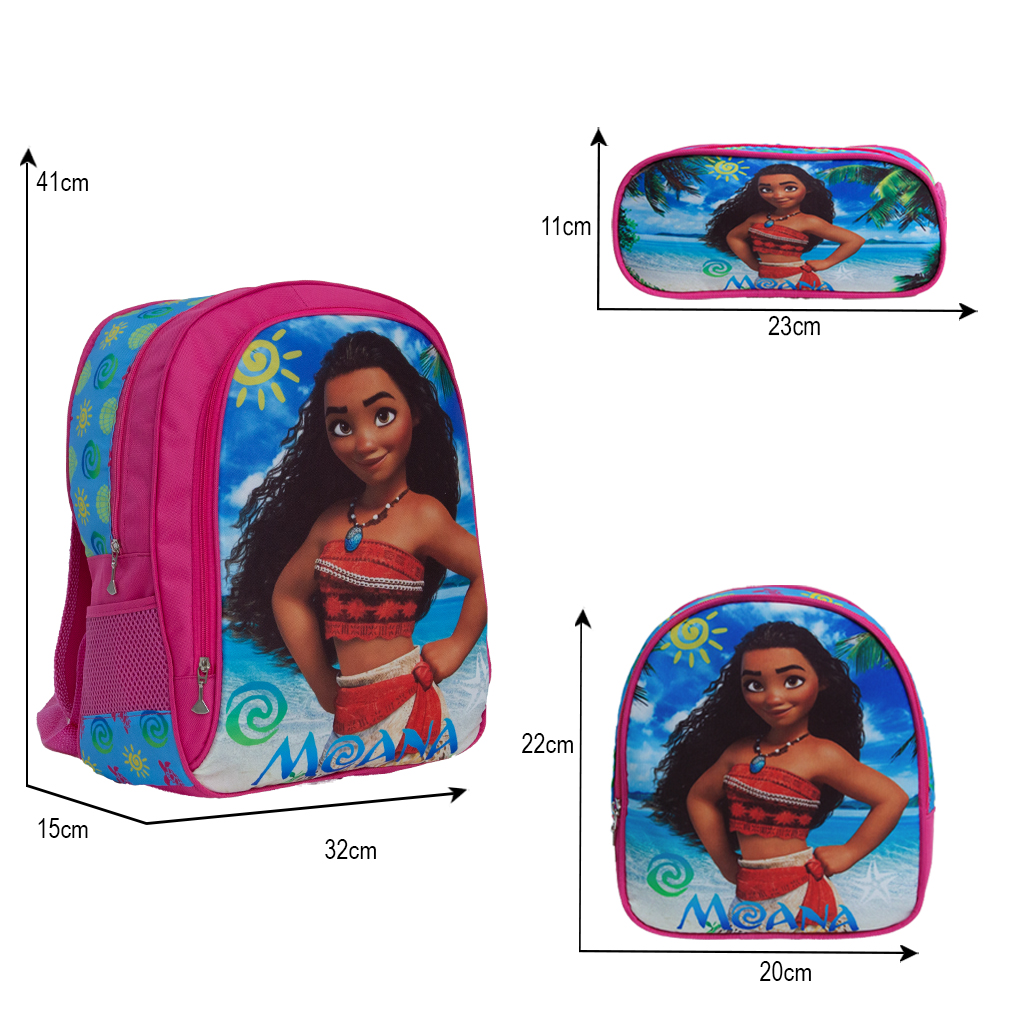 Mochila Feminina Infantil Costas Moana Lancheira Estojo - USA Magazine