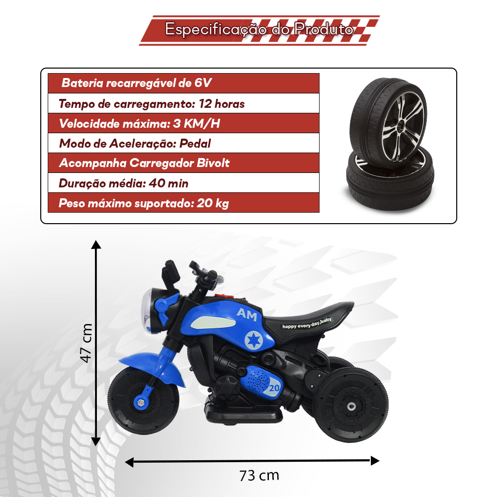 Moto Elétrica Infantil 6v Primeira Moto Cor Azul Bang Toys - USA Magazine