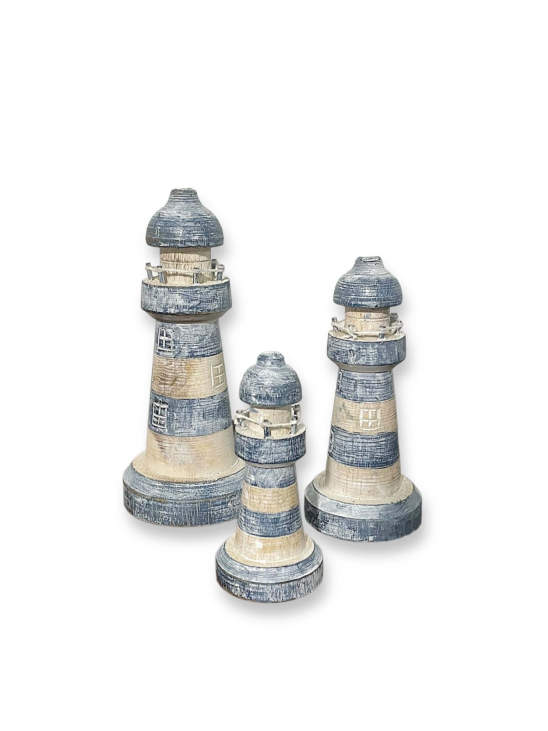 Enfeite Farol Azul Pátina Grande Decoração Náutica de Mesa - Dcorada