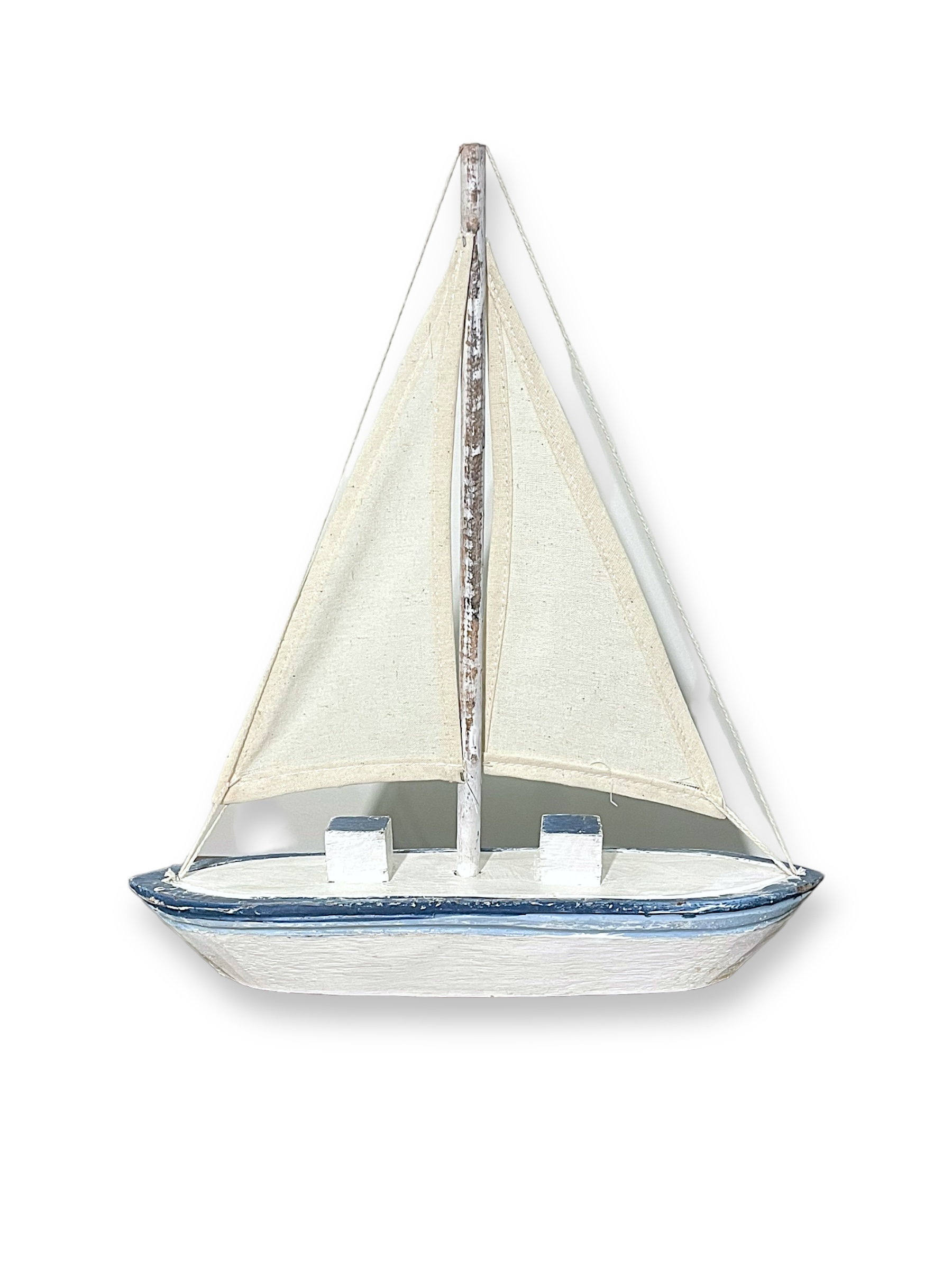 Enfeite Veleiro Pátina Azul e Branco 35 cm Decoração Náutica de Mesa ...