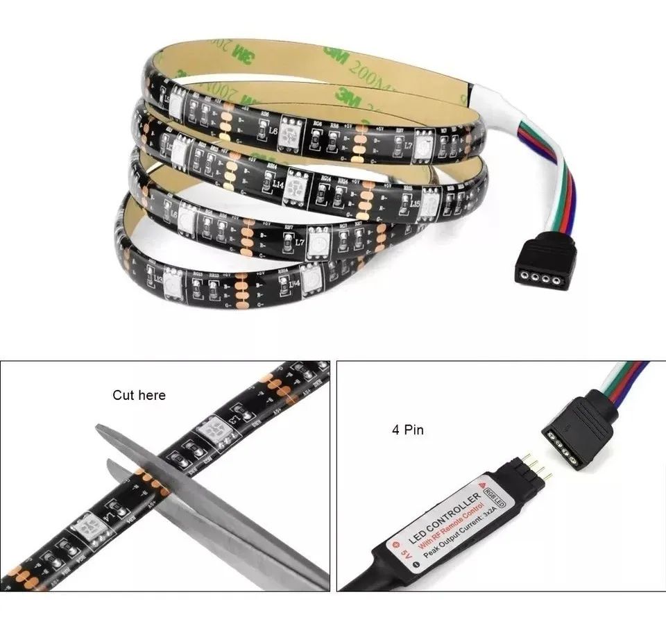 Fita Led 5v Com Entrada Usb 5050 Rgb 3 Metros Com Silicone - MB UTILIDADES