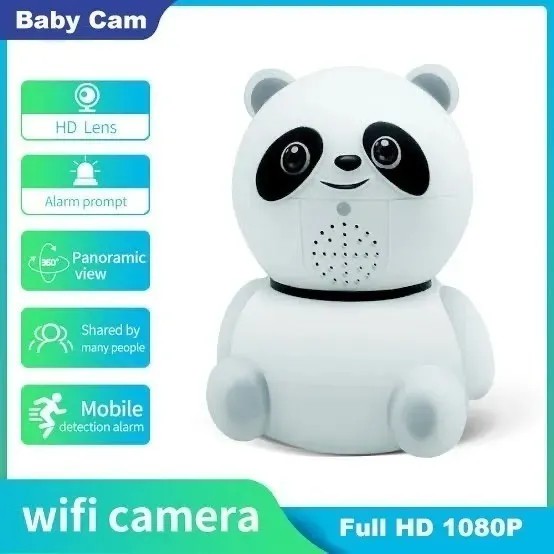 Camera Espiã Wifi 360 Inteligente Urso Panda Com Audio Ip - MB UTILIDADES