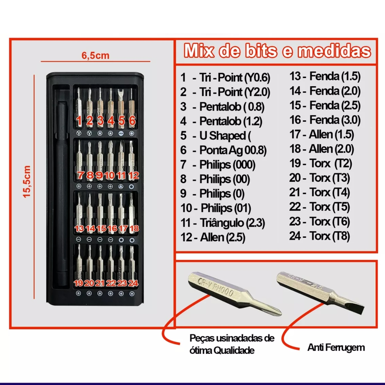 Kit Chaves Precisão Conjunto 25 Em 1 Reparos E Manutenção - MB UTILIDADES