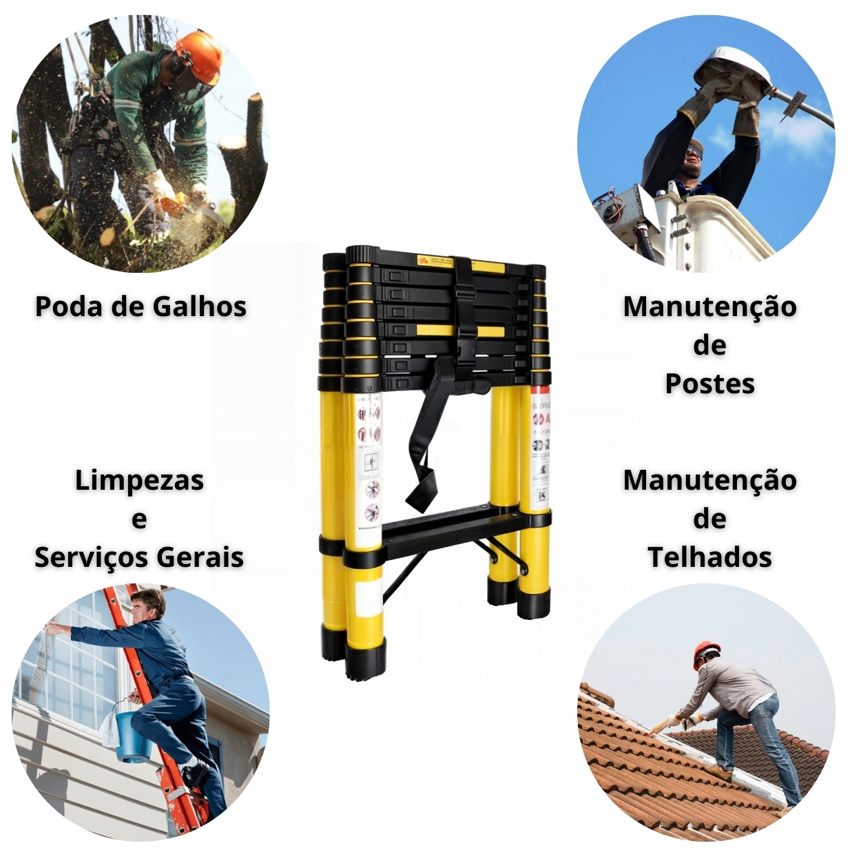 Escada Telescópica Tipo A 2.6m+2.6m Profissional Resistente - MB UTILIDADES