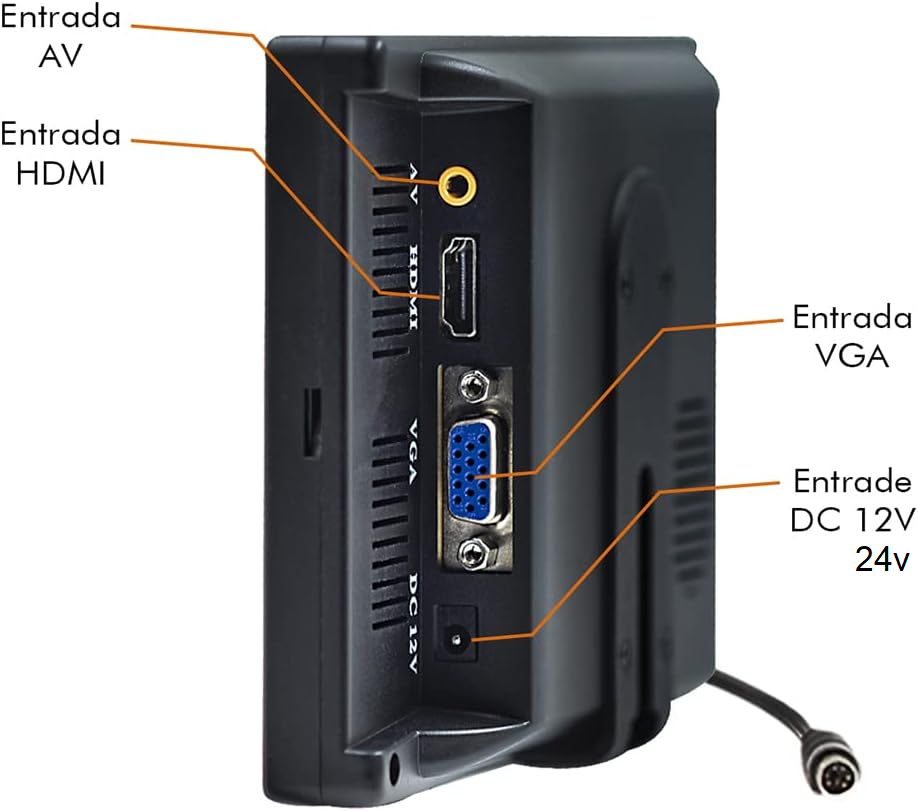 Tela Monitor Lcd Hd 7 Polegadas Portátil Hdmi Vga E Av - MB UTILIDADES