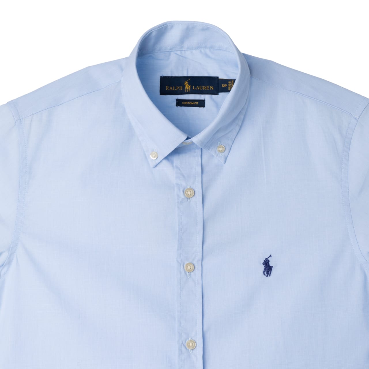 Camisa Ralph Lauren Masculina Custom Fit Tricoline Azul claro mescla ...