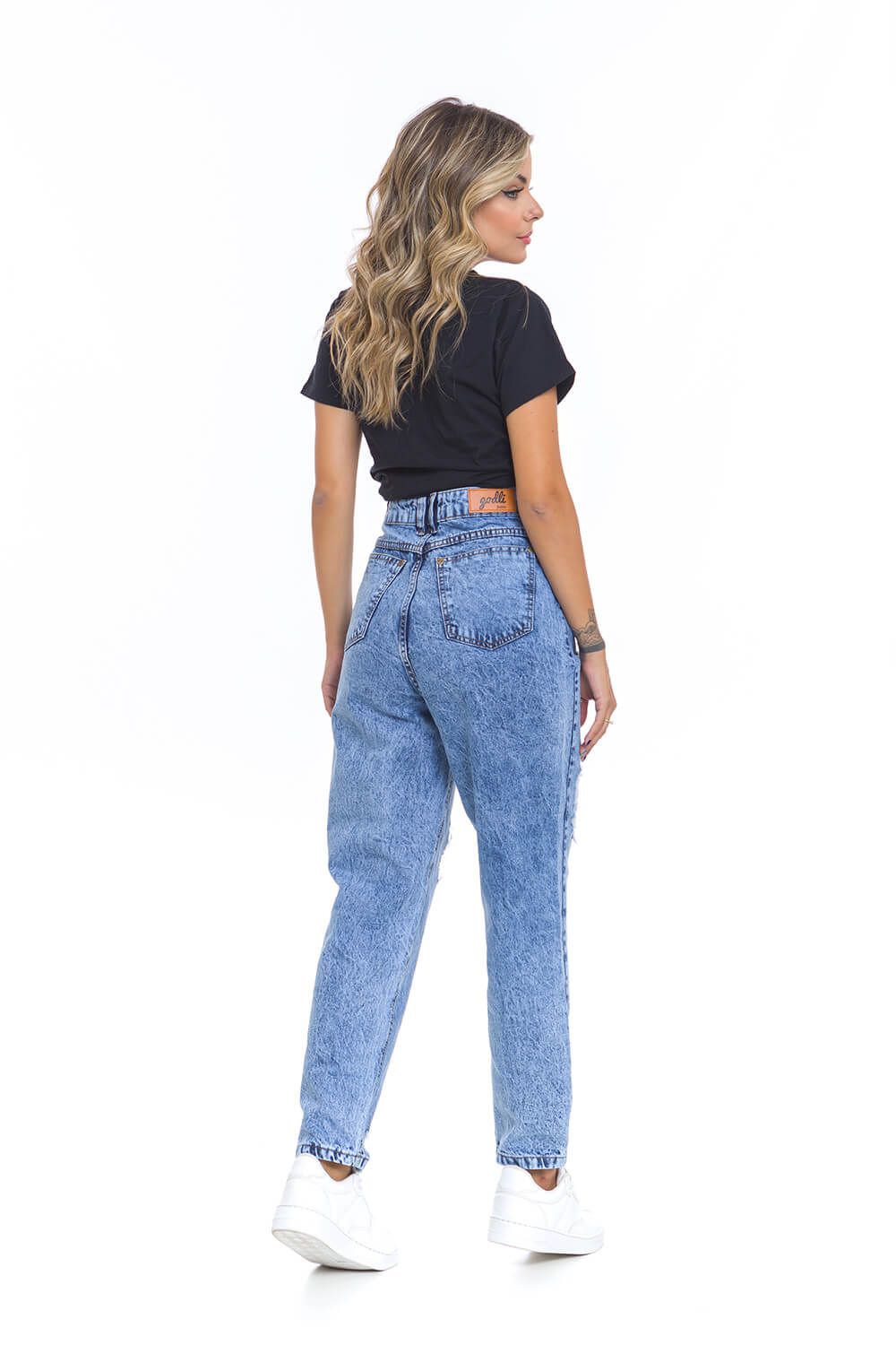 Calça Feminina Jeans Mom Com Rasgos | Godli - Godli Jeans | Home