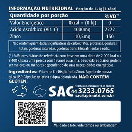 Vitamina C + Zinco 1.100mg 60 Cáps - ApisNutri - Empório Aruna