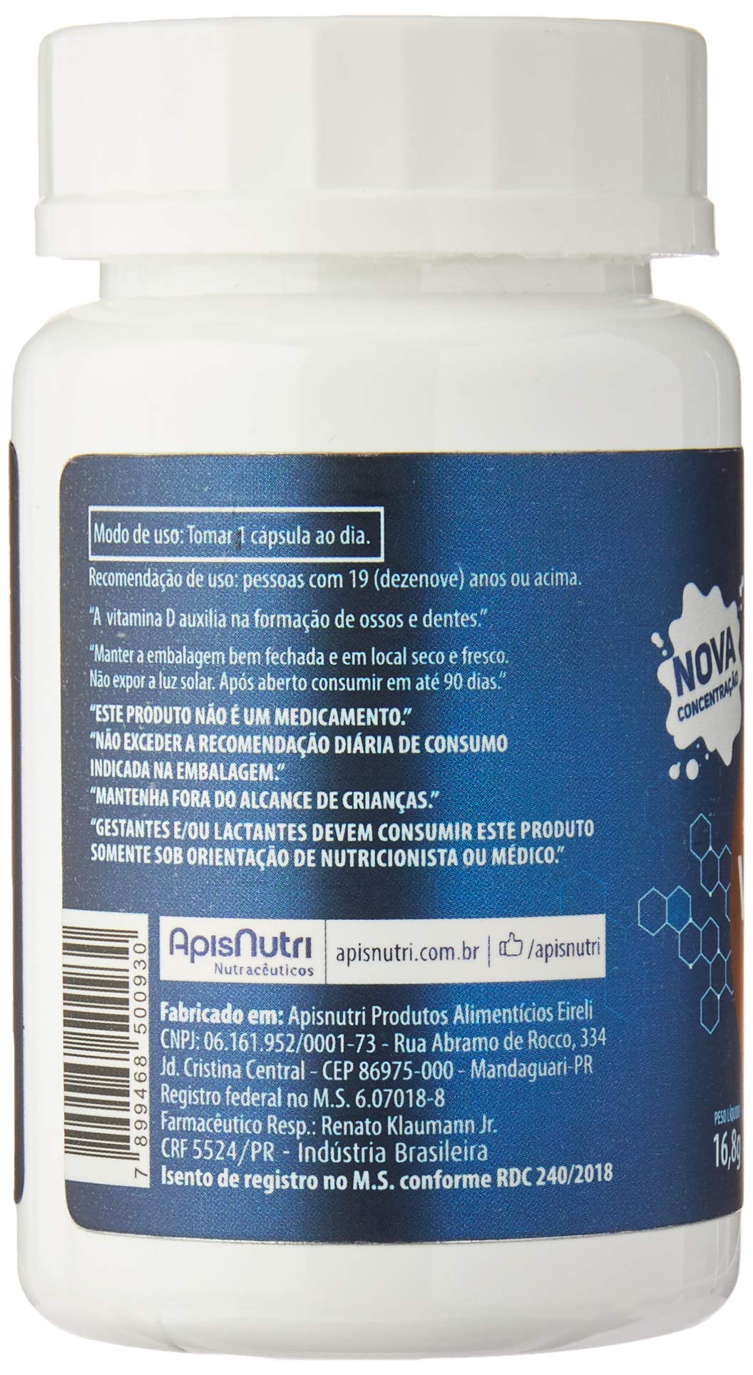 Vitamina D3 2000UI 60 Comprimidos - ApisNutri - Empório Aruna