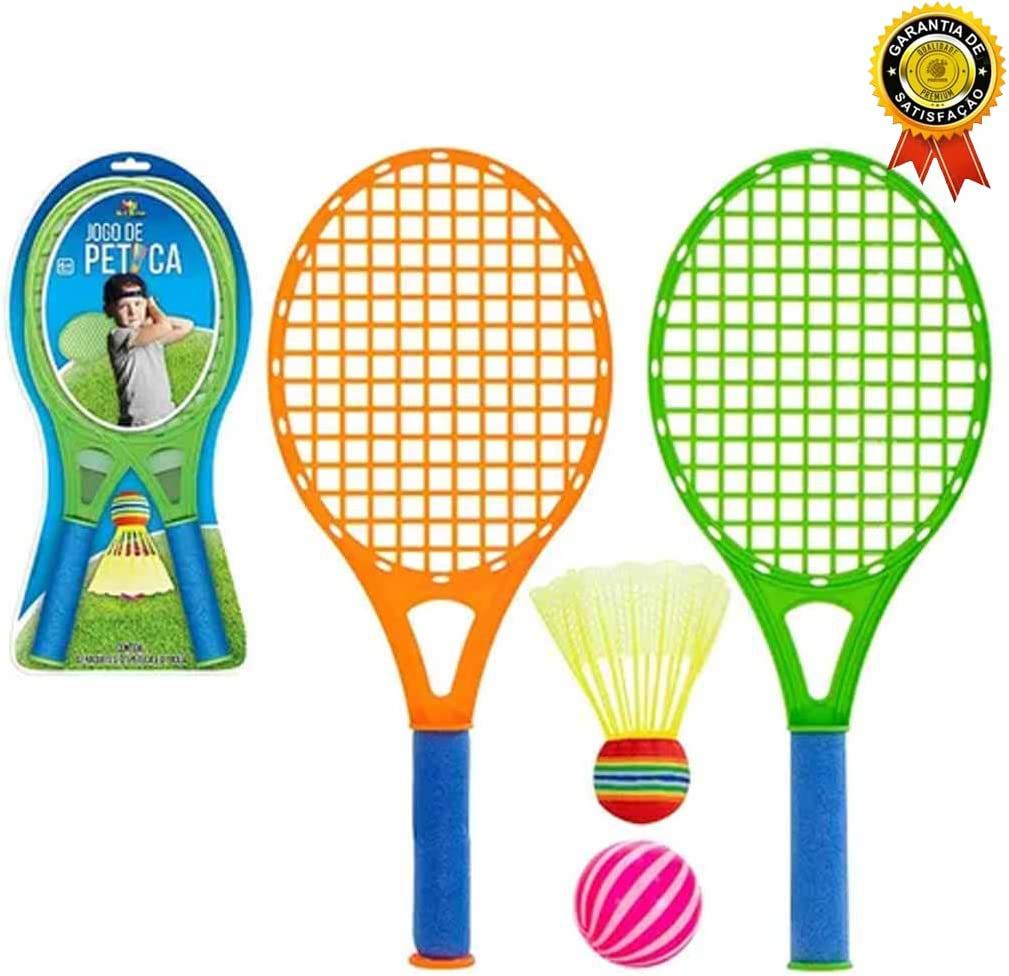 JOGO PETECA- RAQUETE CABO DE ISOPOR 3 PEÇAS ZB317 ART - Brazil Color ...