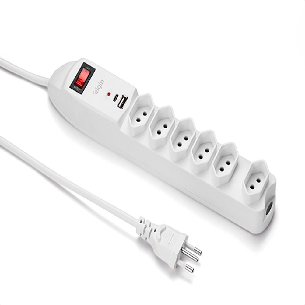 Filtro Linha 6 tomadas USB Tipo A+C 10A ELGIN - Brazil Color Photo ...
