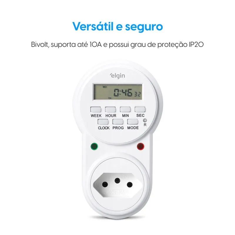 TIMER E TEMPORIZADOR DIGITAL 10A 2P+T ELGIN - Brazil Color Photo - Loja ...