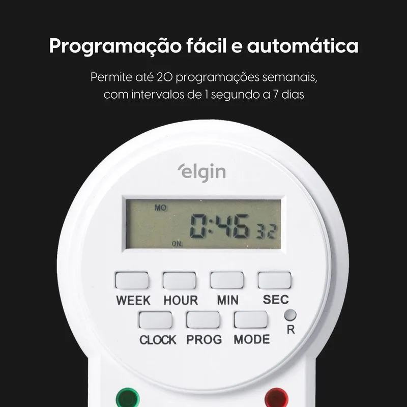 TIMER E TEMPORIZADOR DIGITAL 10A 2P+T ELGIN - Brazil Color Photo - Loja ...