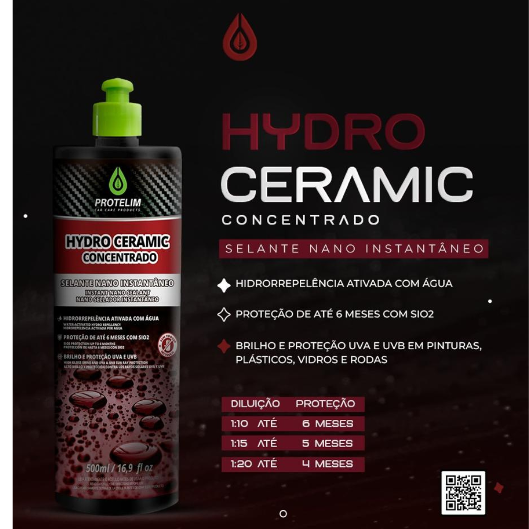 Hydro Ceramic Concentrado Nano Instantâneo 500ml - Protelim - JK AUTO SHOP