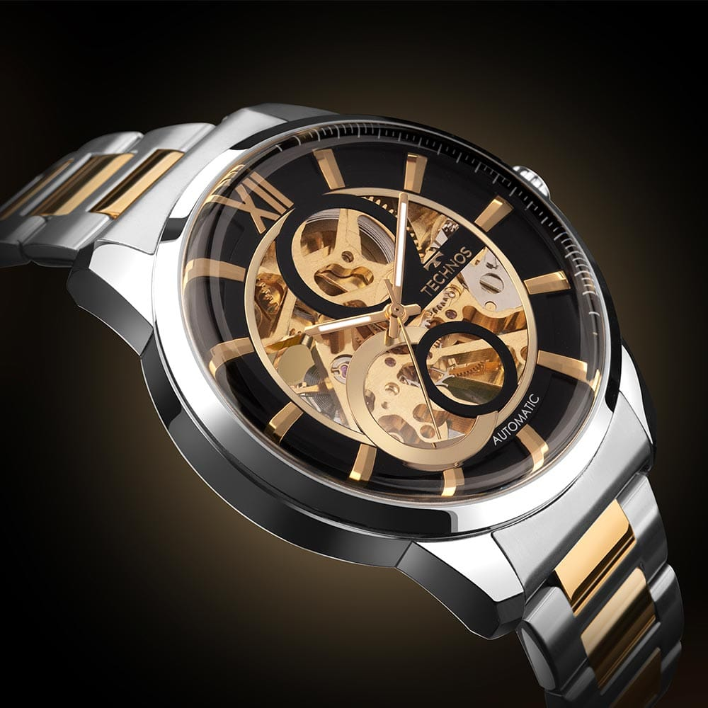 Relógio Technos Masculino Automático Bicolor Skeleton G3265AP1P ...