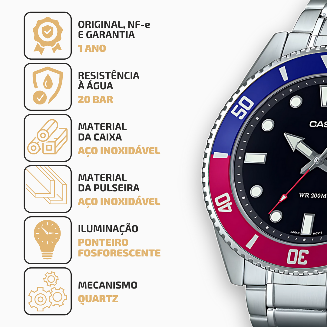 Relógio Casio Masculino Duro Pepsi MDV-107D-1A3VDF-SC - Moment - nos ...