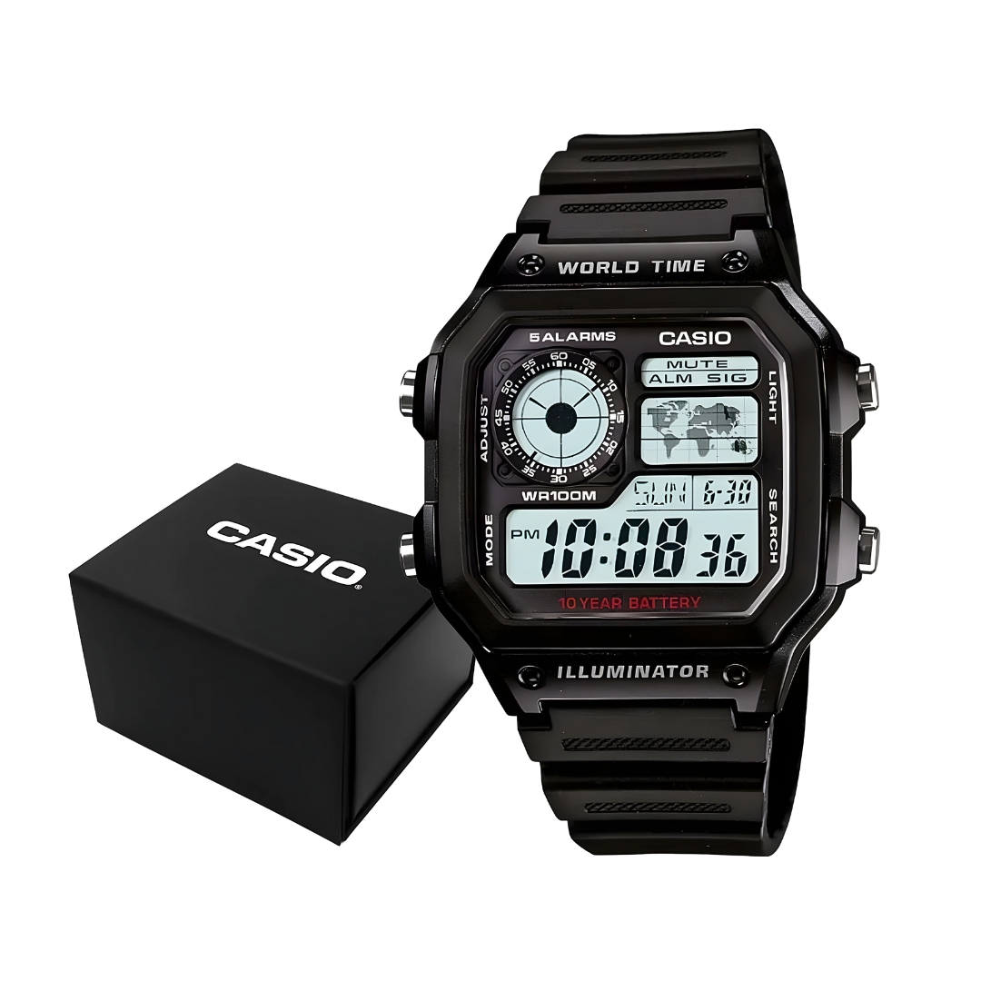 Relógio Casio Masculino Digital World Time AE-1200WH-1AVDF-SC - Moment - nos seus melhores momentos!