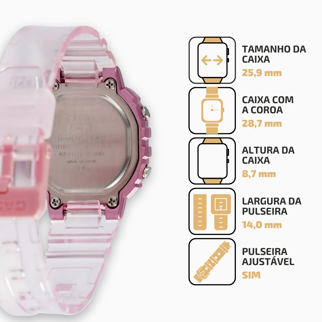 Relógio Casio LA-20WHS-4ADF Feminino Digital Mini Rosa com Cronômetro - Moment - nos seus ...