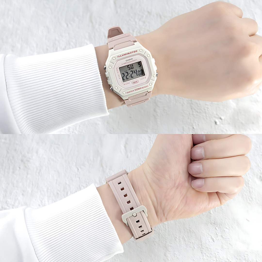 Relógio Casio W-218HC-4A2VDF Feminino Digital Bege com Cronômetro ...