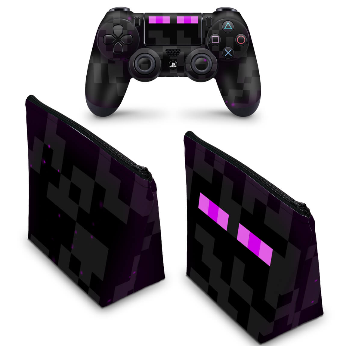 KIT Capa Case e Skin PS4 Controle - Minecraft Enderman - Pop Arte Skins