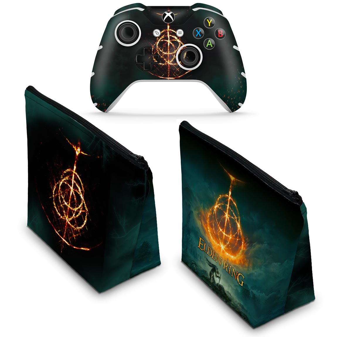 KIT Capa Case e Skin Xbox One Slim X Controle - Elden Ring - Pop Arte Skins