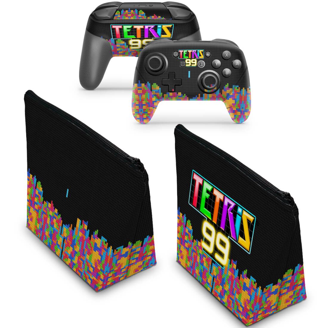 KIT Capa Case e Skin Nintendo Switch Pro Controle - Tetris 99 - Pop ...
