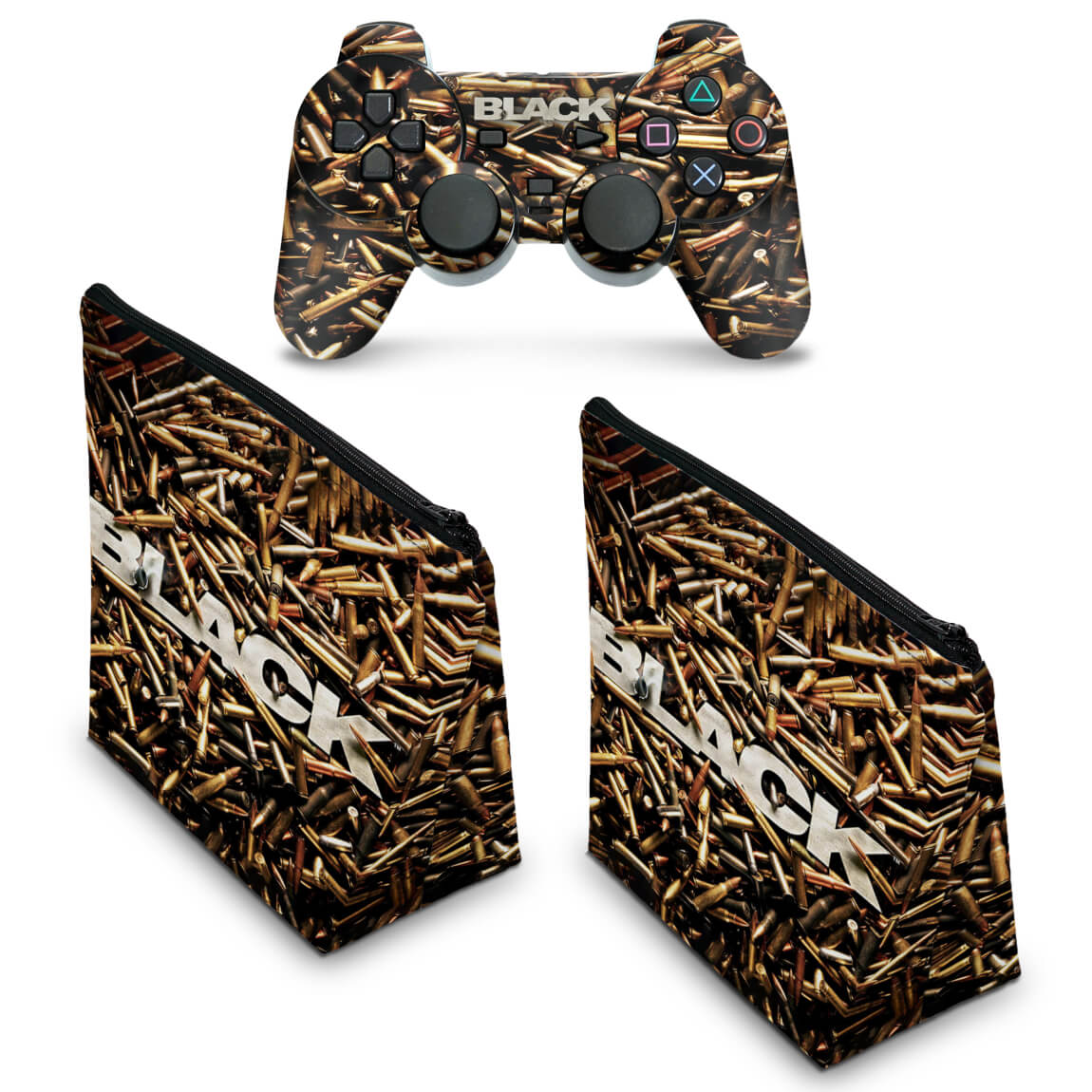 KIT Capa Case e Skin PS2 Controle - Black - Pop Arte Skins