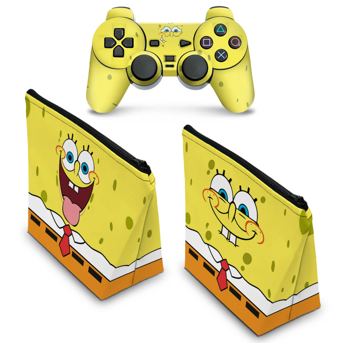 KIT Capa Case e Skin PS2 Controle - Bob Esponja - Pop Arte Skins