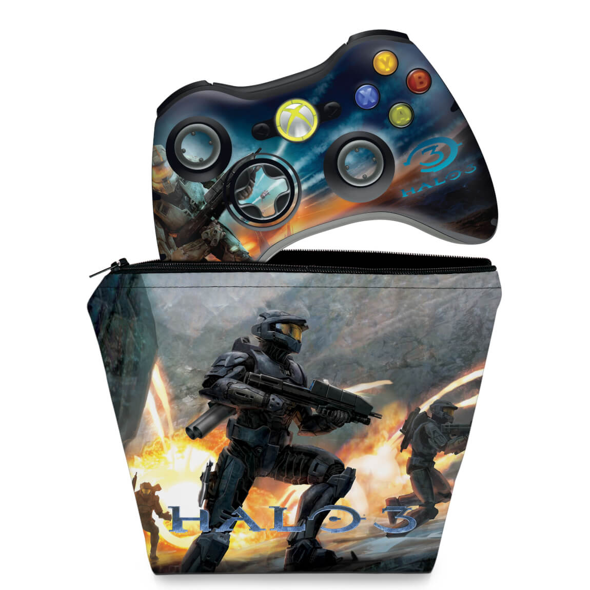 Capa Case E Skin Adesivo Xbox 360 Controle Halo 3