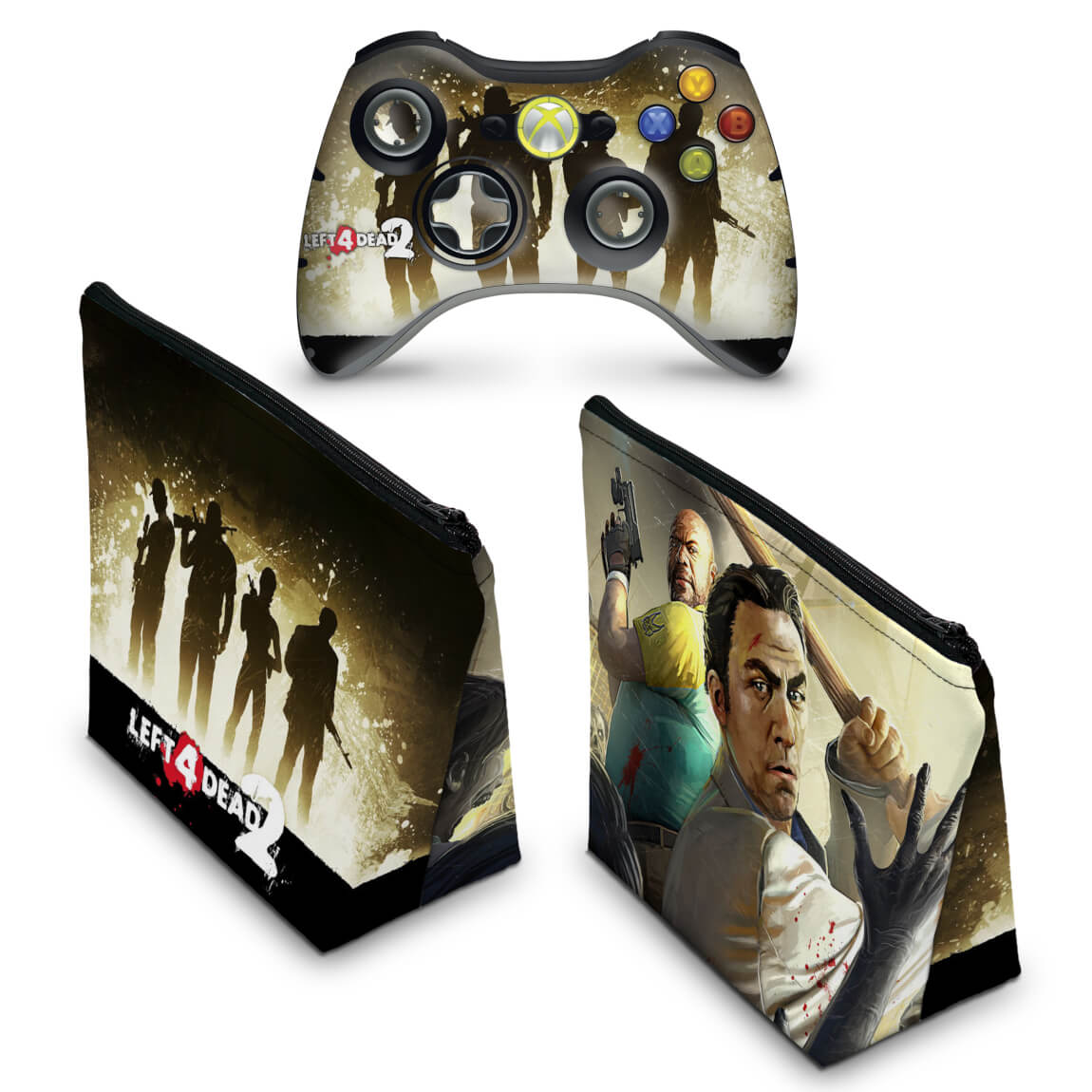 KIT Capa Case e Skin Xbox 360 Controle - Left 4 Dead 2 - Pop Arte Skins