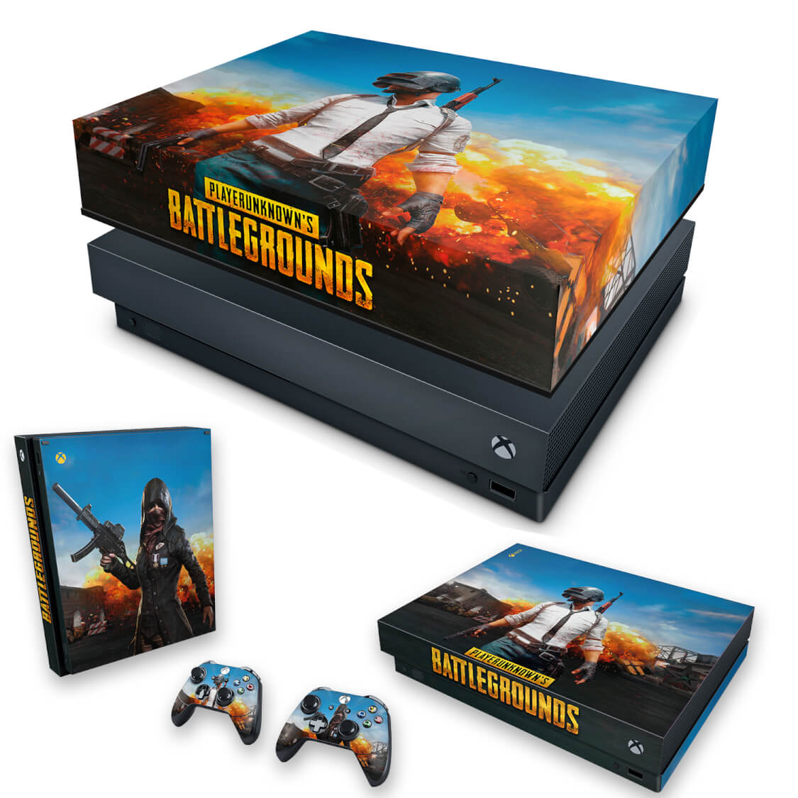 KIT Xbox One X Skin e Capa Anti Poeira Players Unknown Battlegrounds PUBG