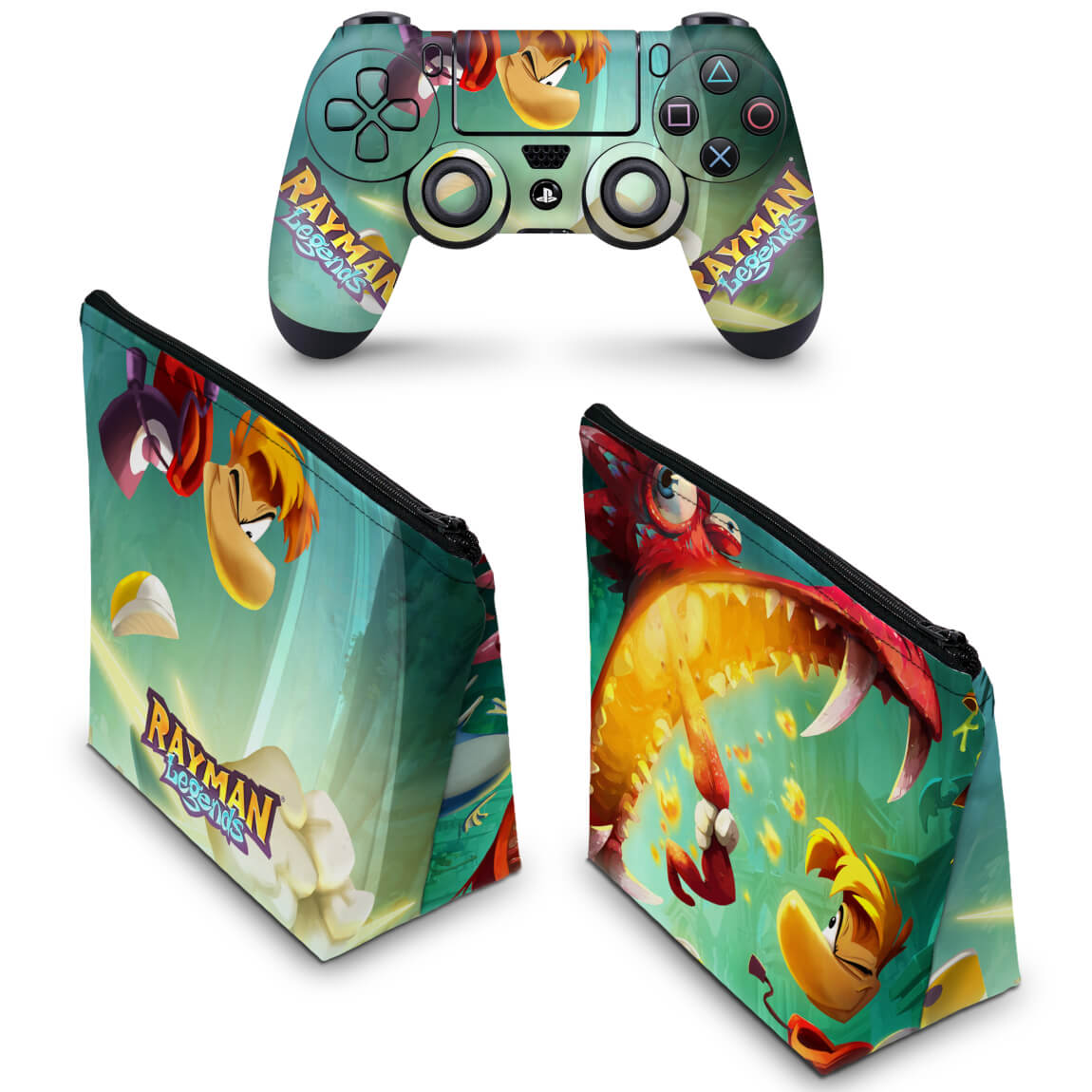 KIT Capa Case e Skin PS4 Controle - Rayman Legends - Pop Arte Skins