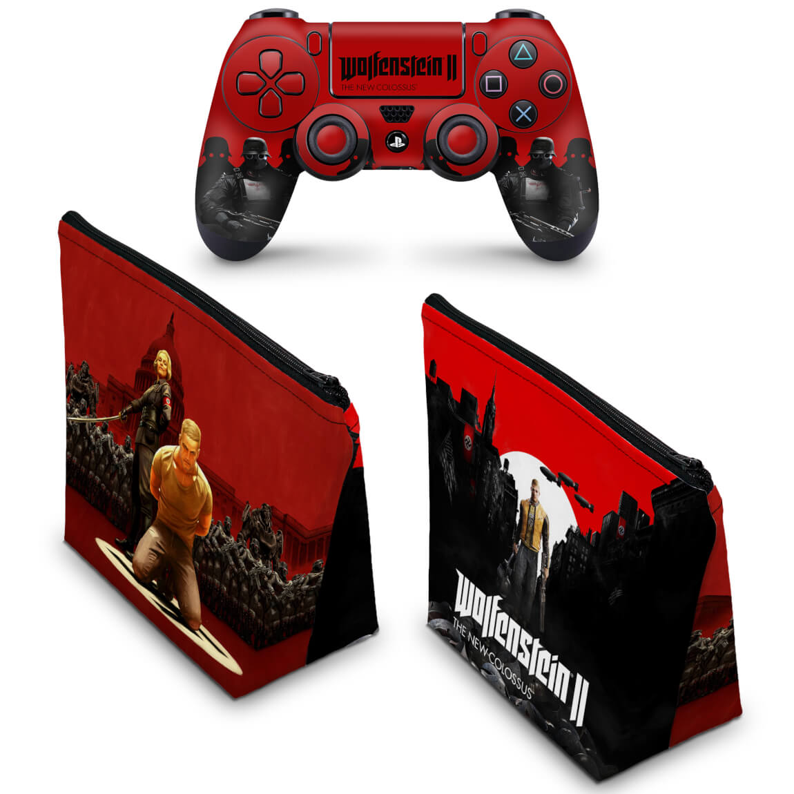 KIT Capa Case e Skin PS4 Controle - Wolfenstein 2 New Order - Pop Arte ...