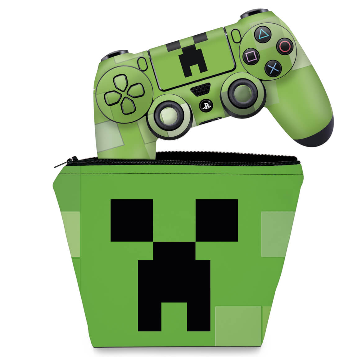 KIT Capa Case e Skin PS4 Controle - Creeper Minecraft - Pop Arte Skins
