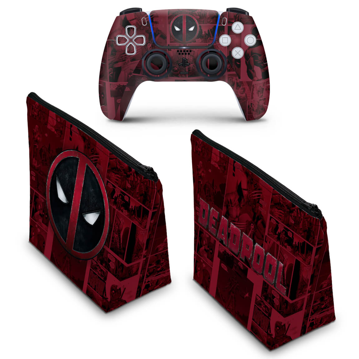 KIT Capa Case e Skin PS5 Controle - Deadpool Comics - Pop Arte Skins
